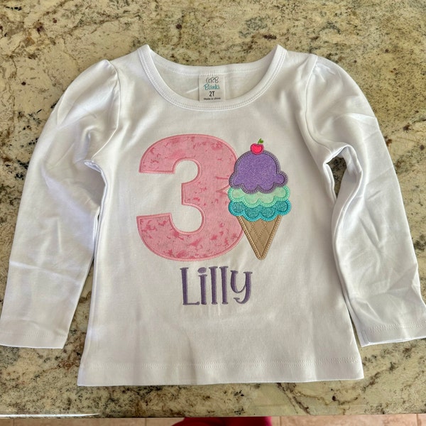 Ice Cream Birthday Shirt for Boys or Girls, Scoops of Fun Tee ...