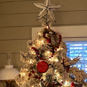 White Star Christmas Tree Topper Decoration White Metal Star 12 ...