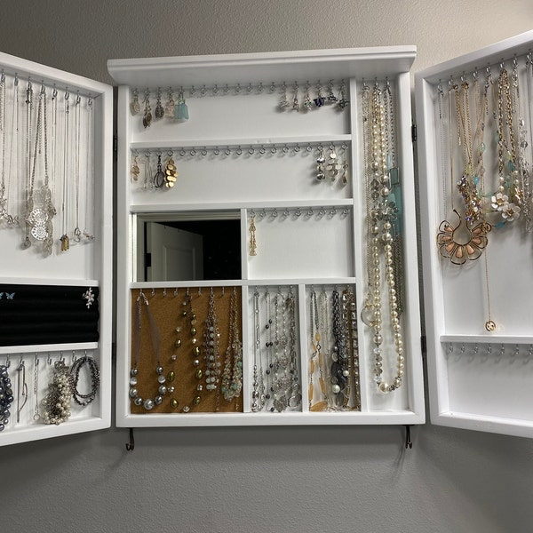 Jewelry Cabinet. Large Earrings Case Jewelry Storage. Wall Mounted ...