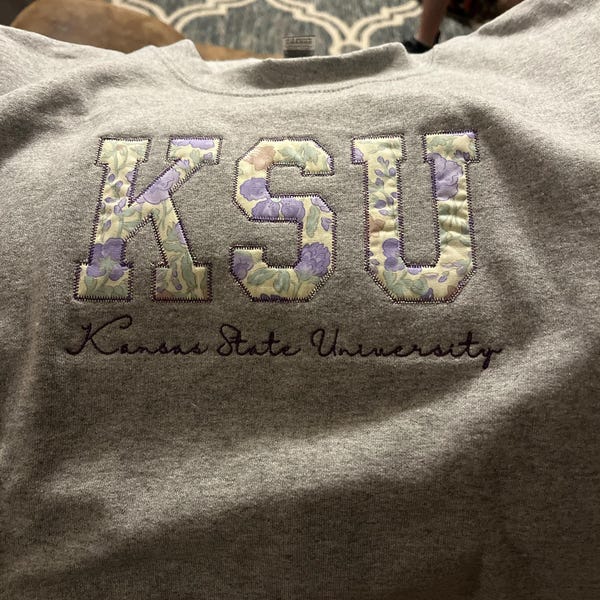 Custom College Applique Embroidered Sweatshirt, Custom College Crewneck ...