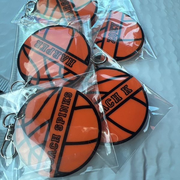 Basketball Personalized Key Chains / Bag Tags / Team Gift - Etsy