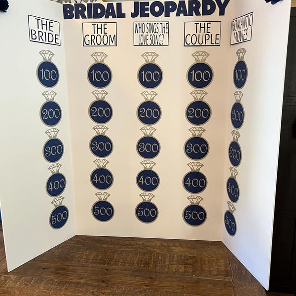 Bridal Jeopardy Choose Your Colors Shower Game Party Games Bride Trivia ...