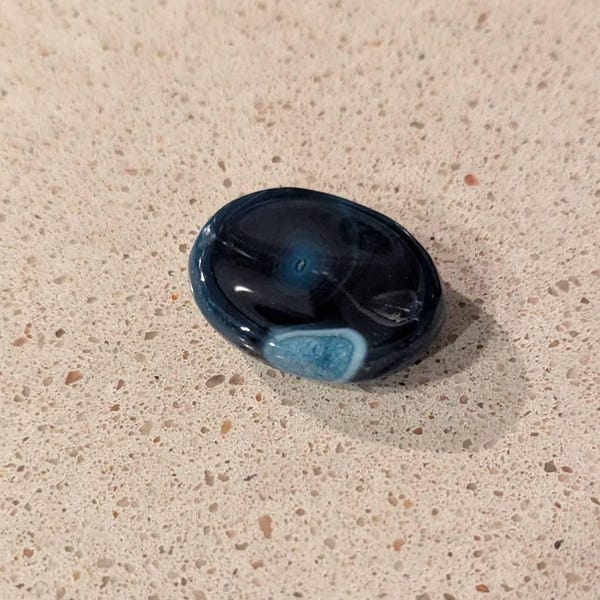 BLUE ONYX Worry Stone Natural Stone Hand Carved Gemstone Worry Stone - Etsy
