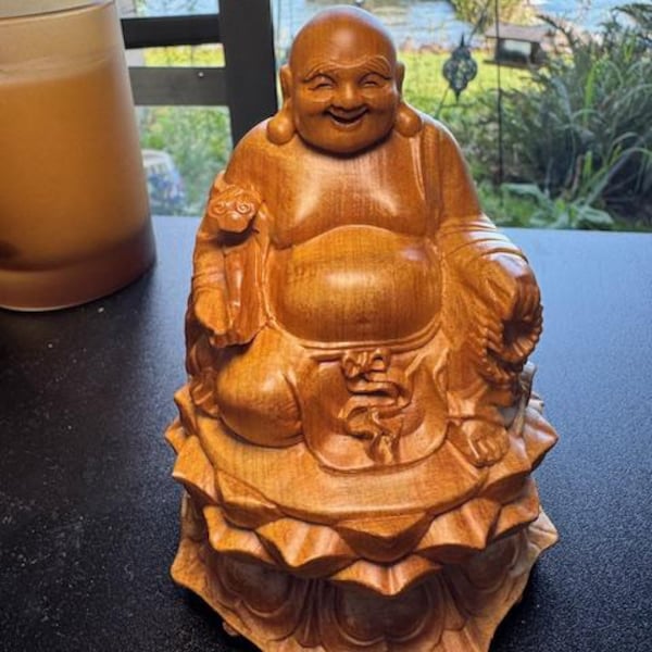 Happy Buddha Laughing Buddha Statue, Maitreya Buddha, Wooden Buddha ...