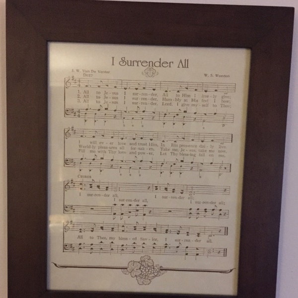 I SURRENDER ALL - Hymn on Parchment Wall Art Christian Home & Office ...