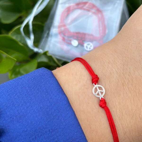 Peace Sign Bracelet - 925 Solid Sterling Silver - Tiny Peace Sign ...