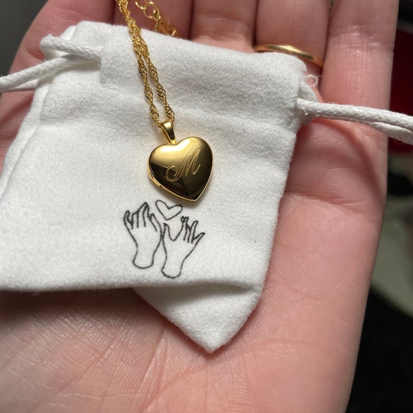 Initial Heart Locket Necklace by Caitlyn Minimalist • Gold Locket Photo ...