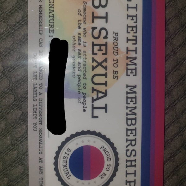 Bisexual Gay Pride Identity Card Lifetime Membership Card Lgbt