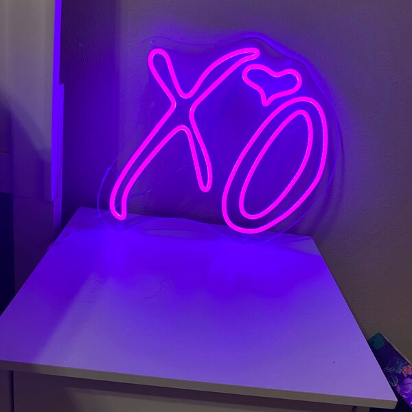 XO Neon Sign With Heart, Custom Wedding Home Party Decor, Personalized ...