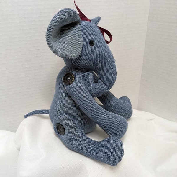 Denim Elephant PDF Sewing Pattern, Button Jointed Keepsake Memory ...