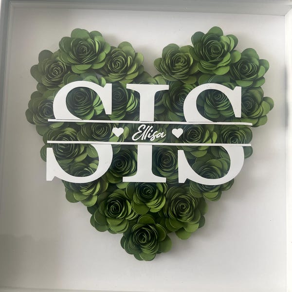 Solid Heart Flower Box | Paper Rose Shadow Box | Customized Gift for ...