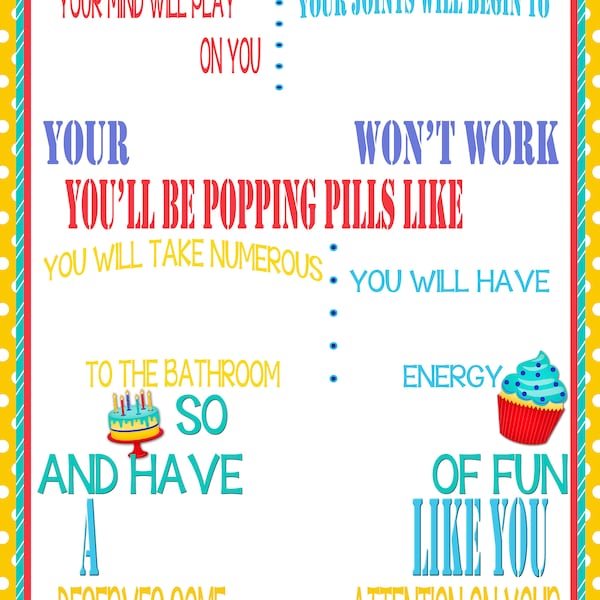 Getting Older Birthday Poster, Candy Bar Poster, Friend Birthday Gift ...