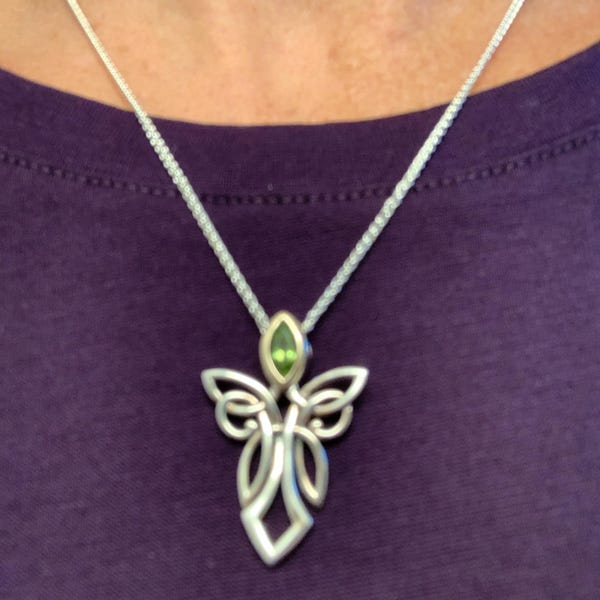 Sterling Silver and 10K Shield With Trinity Knots Pendant With Czs ...