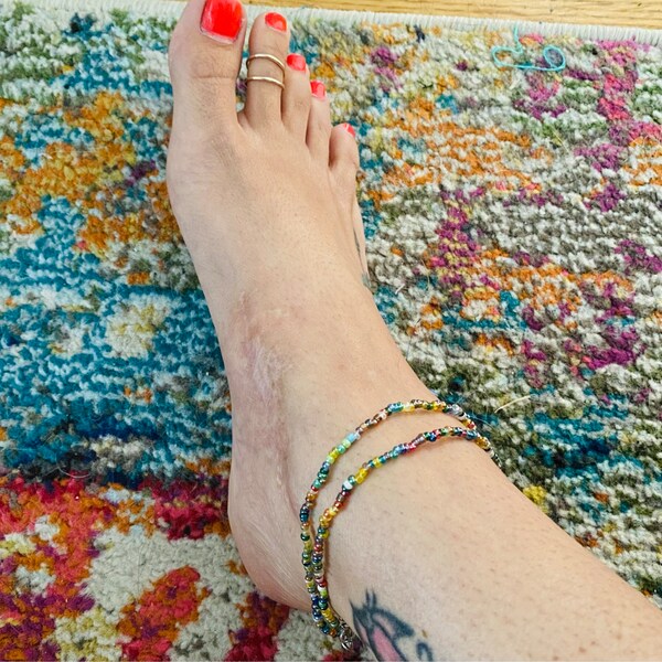 Handmade Bohemian Hippie Anklet, Women's Hippie Jewelry, Seed Bead ...