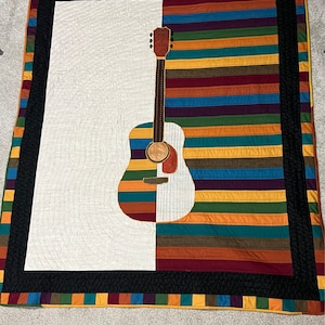 Digital Quilt Pattern Guitar Applique Quilt, rock On 57 X 50 - Etsy