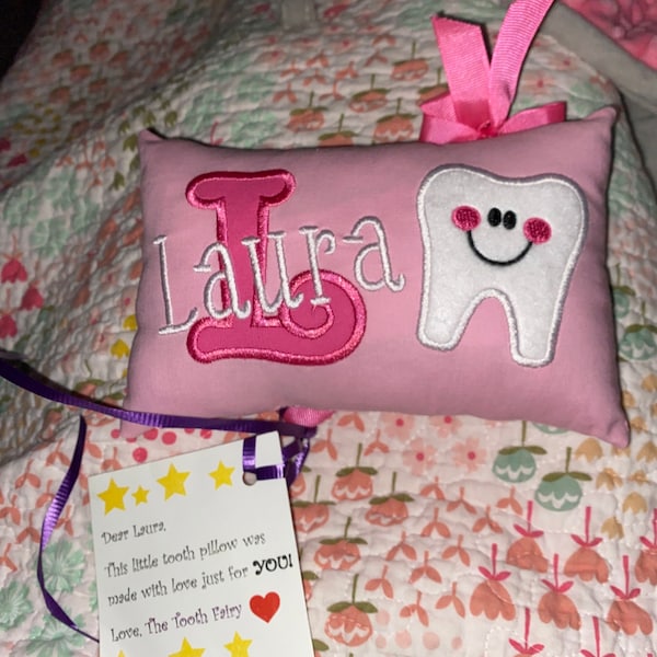 Pink Personalized Tooth Fairy Pillow - Etsy