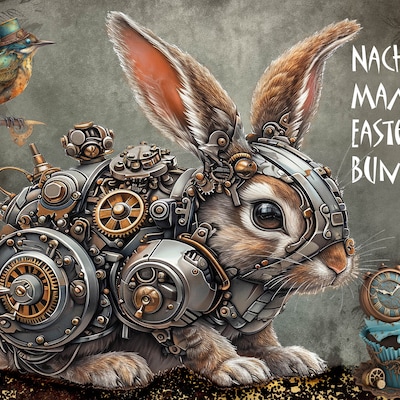 12 Steampunk Bunny Clipart, Steampunk Rabbit, Printable Watercolor ...