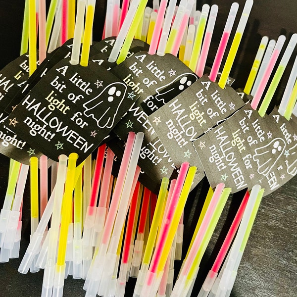 Halloween Glow Stick Tag - Glowstick Card Printable - Halloween Party ...