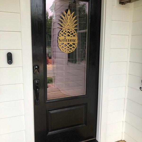 Welcome Pineapple, Front Door Wreath, Front Door Decor, Pineapple Decor ...