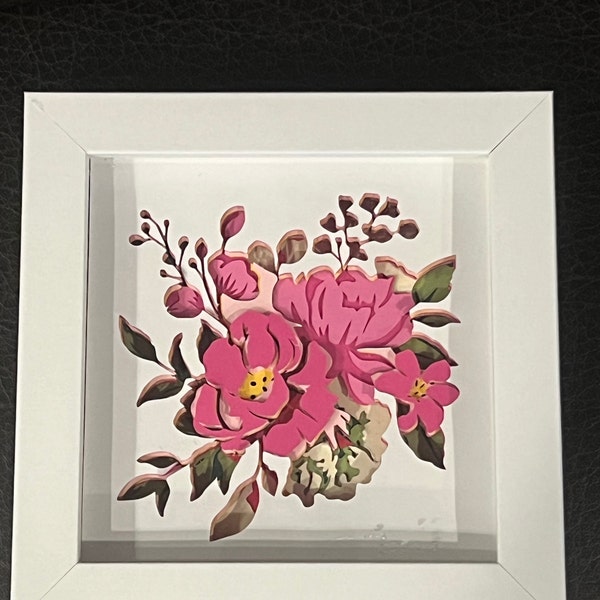 SVG: Layered English Rose Shadow Box. Digital Download. Paper Cutting ...