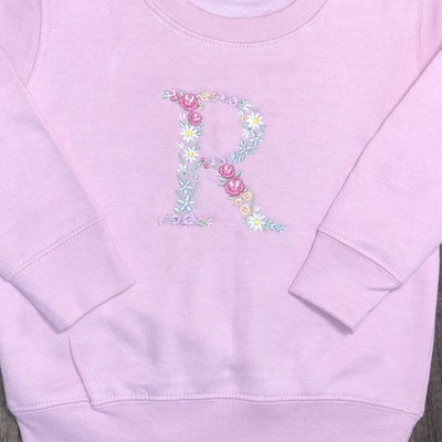 Machine Embroidery LETTER R Uppercase 10cm / 4 Tall Dainty Floral Font ...