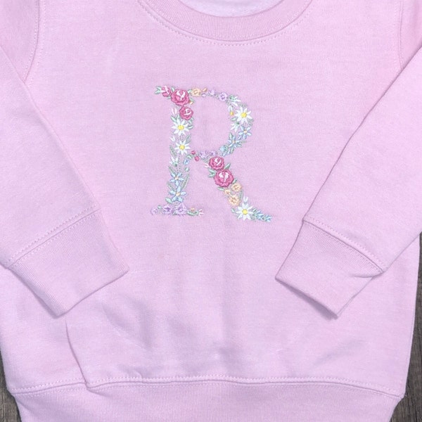 Machine Embroidery LETTER R Uppercase 10cm / 4" Tall Dainty Floral Font ...