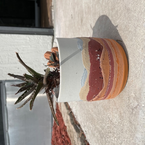 Handmade Concrete Plant Pot: Desert Inspired Southwestern Planter - Etsy