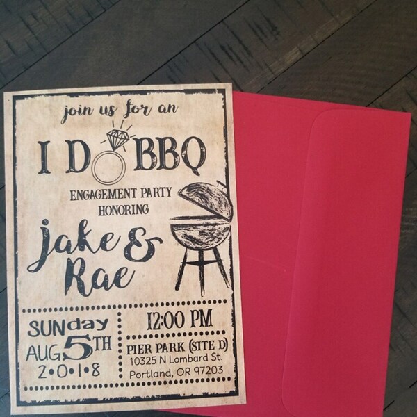 I Do BBQ Grill Barbeque Invitation - Bridal Shower, Wedding, Couples ...