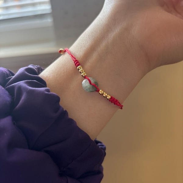 Tiny Green Jade Bracelet for Girl Red String Jade Bracelet Christmas ...