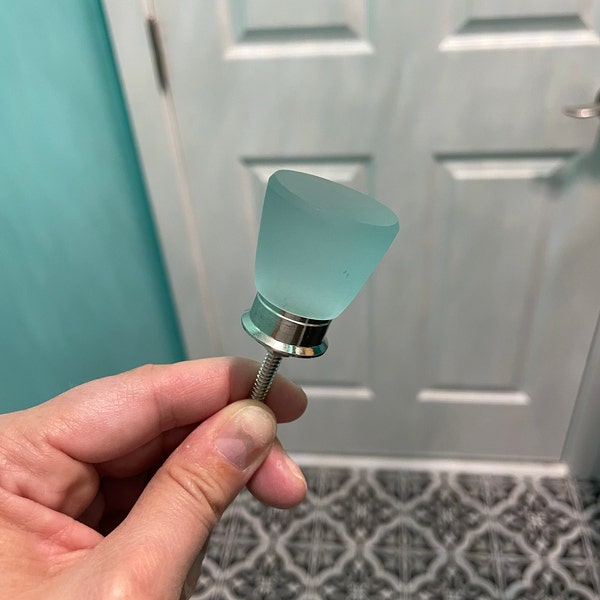 Frosted Turquoise Beach Glass Knob - Glass Dresser Drawer Pull Knob, Cabinet Knob, Blue Sea ...