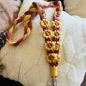 Flower Lanyard Macrame, Teacher Badge Holder Keys ID Clip, Student ...
