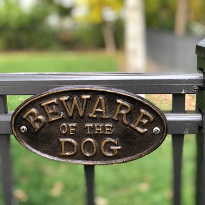 Beware of Dog, Sign, Cast Iron, Dog Sign, 6 3/4 Wide, 3 3/8 Tall - Etsy