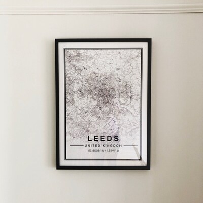 Leeds City Map Print Modern Contemporary Poster in Sizes 50x70 - Etsy