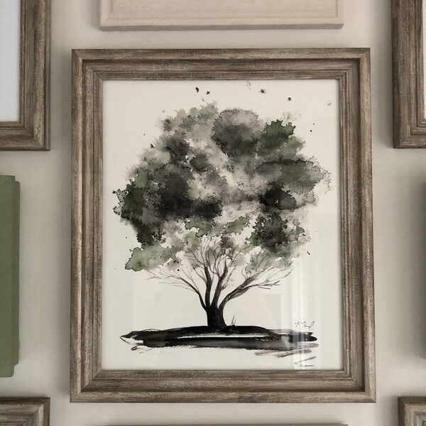 Black and White Abstract Tree Poster Print, Watercolour Fine Art Print ...