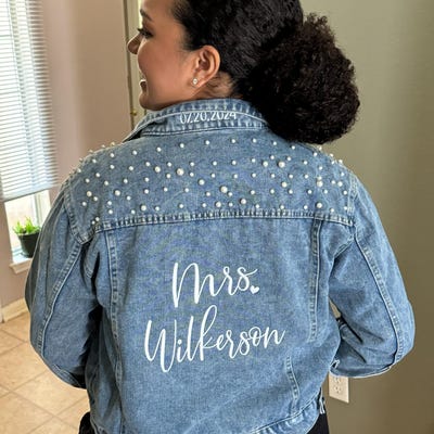 Embroidered Pearl Bride Jean Jacket - Etsy