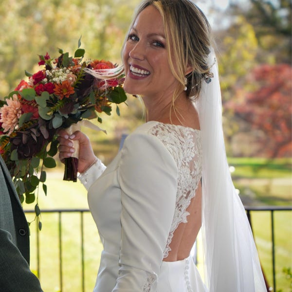 Modest Boho Wedding Dress, Elegant A-line Gown With Puff Sleeves ...