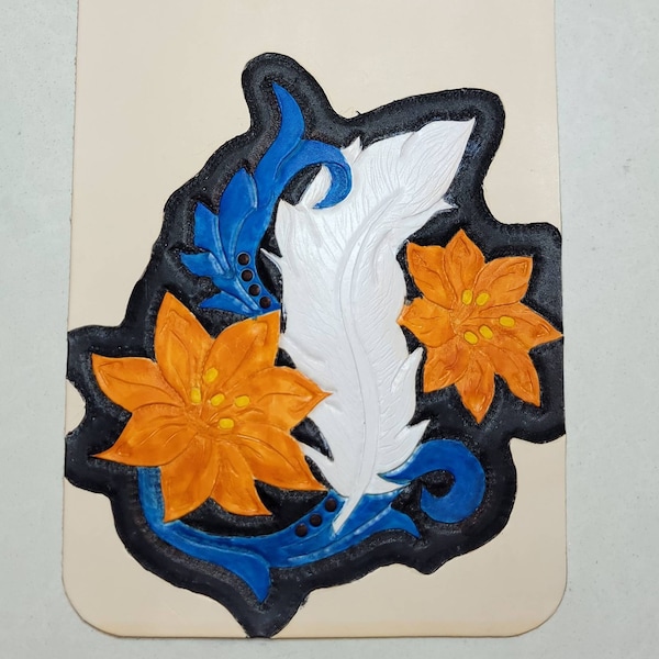 Leather Feather & Flowers Tooling Tracing Design Pattern PDF - Etsy