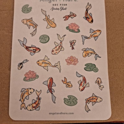 Koi Fish Sticker Sheet Clear Koi Fish Lotus Flowers Lily Pads Stickers ...