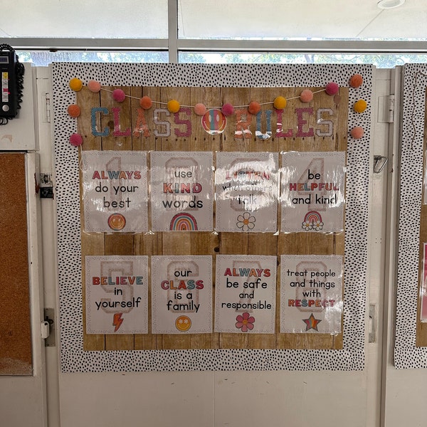 Groovy Glitter Class Rules Posters - Etsy