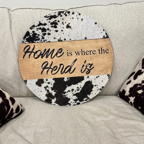 Genuine Cowhide Western Home Decor Sign, 20" Round - Etsy
