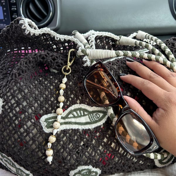 Mosaic Bag Charm | Handmade Beaded Bag Charm With Vintage Beads ...