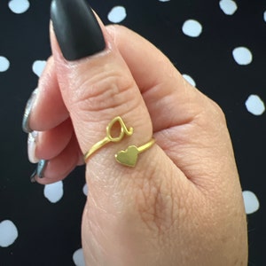 Dainty Initial Heart Ring in Rose Gold, Gold, Sterling Silver Mothers ...