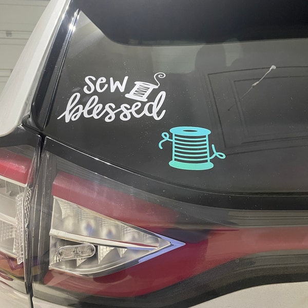 Sew Blessed Car Decal | Seamstress Gift, Needleworking, Sewing Decals ...