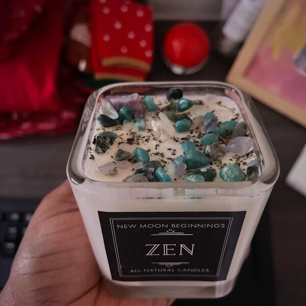 Zen Candles - Relaxation Candles - Crystal & Herb Candle - Aromatherapy ...