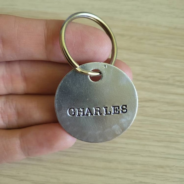 Custom Hand Stamped Dog Tags - Silver Handmade Engraved Typewriter Font ...