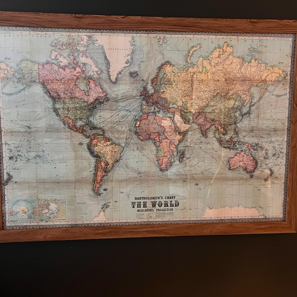 Vintage World Map Print: 1914 Mercator Projection Atlas - Etsy