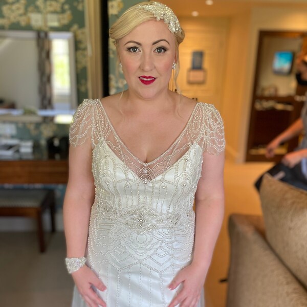 Crystal Pearl Bridal Cuff Bracelet Art Deco Great Gatsby 1920s Style ...