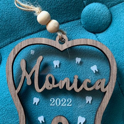 Tooth Ornament, Personalized Custom Name Gift Tag, Dental Hygienist ...
