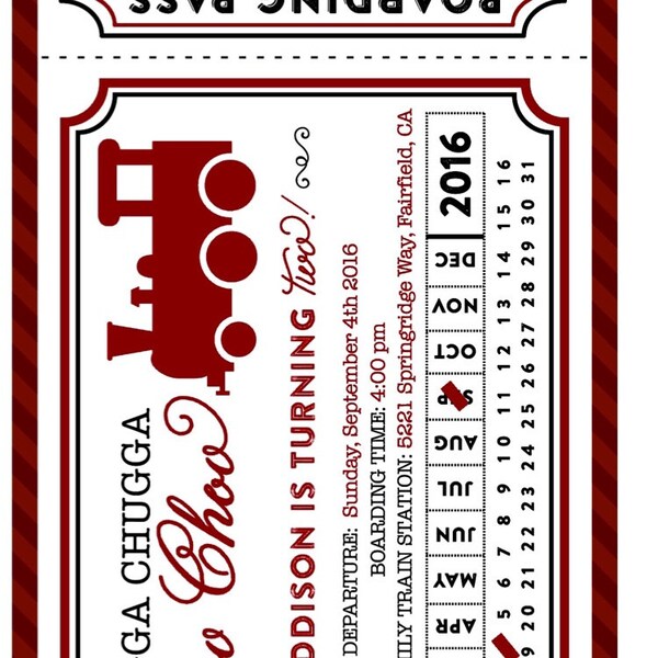 Pink Train Ticket Birthday Invitation - Girl Train Party - Train Ticket ...