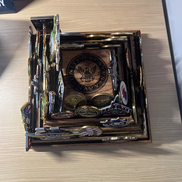 Spinning Pyramid Challenge Coin Holder - Handmade Coin Display for ...